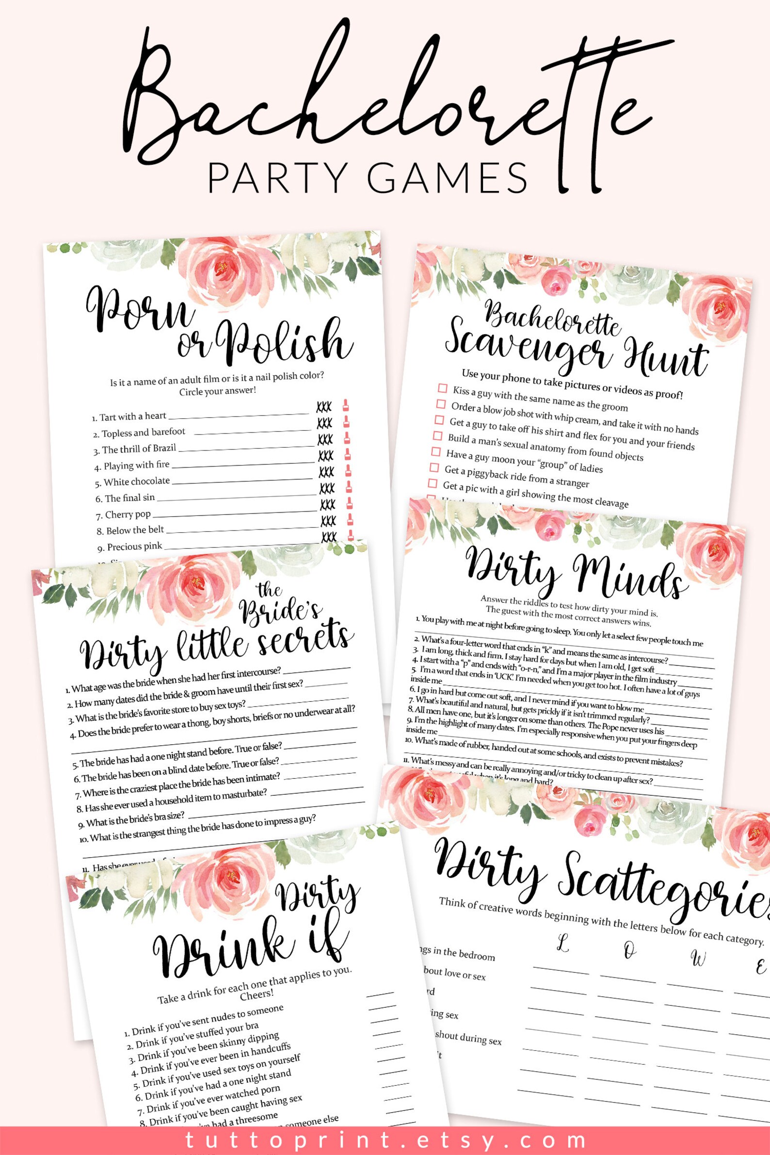 Bachelorette Party Games Printable Bundle Hen Party Games | Etsy