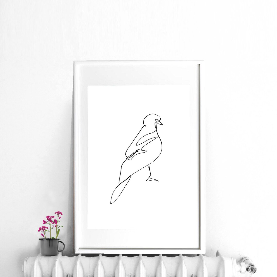 Bird Print Modern Wall Art Minimal Bird Art Download Line - Etsy