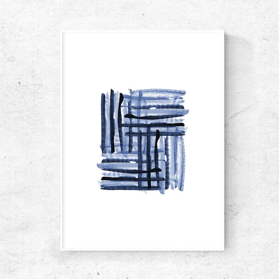 Navy Blue Abstract Watercolor Printable, Modern Digital Art Print ...