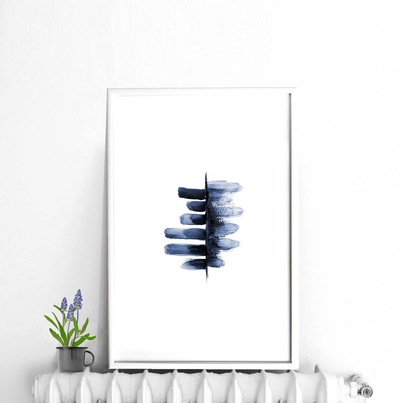 Blue Minimalist Art Blue Minimalist Print Modern Watercolor - Etsy