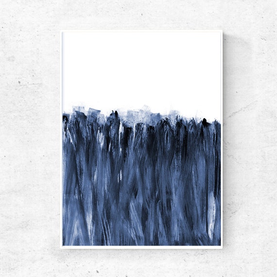 Blue Minimalist print blue wall decor downloadable art navy | Etsy