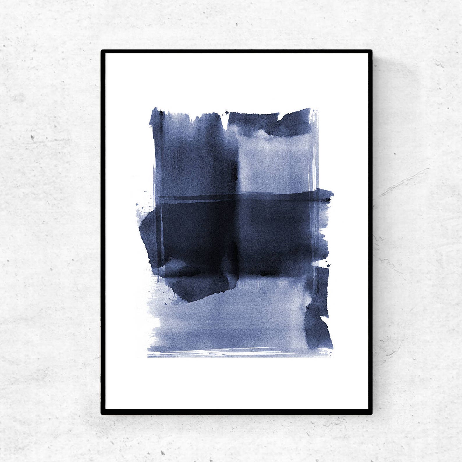 Navy Print Watercolor Printable, Navy Blue Wall Art Abstract Watercolor ...
