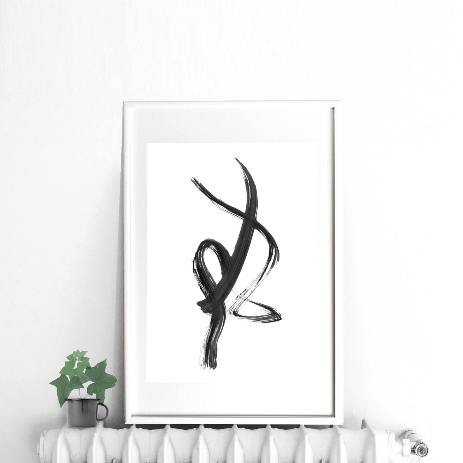 Minimalist Black and White Watercolor Print Black and White - Etsy