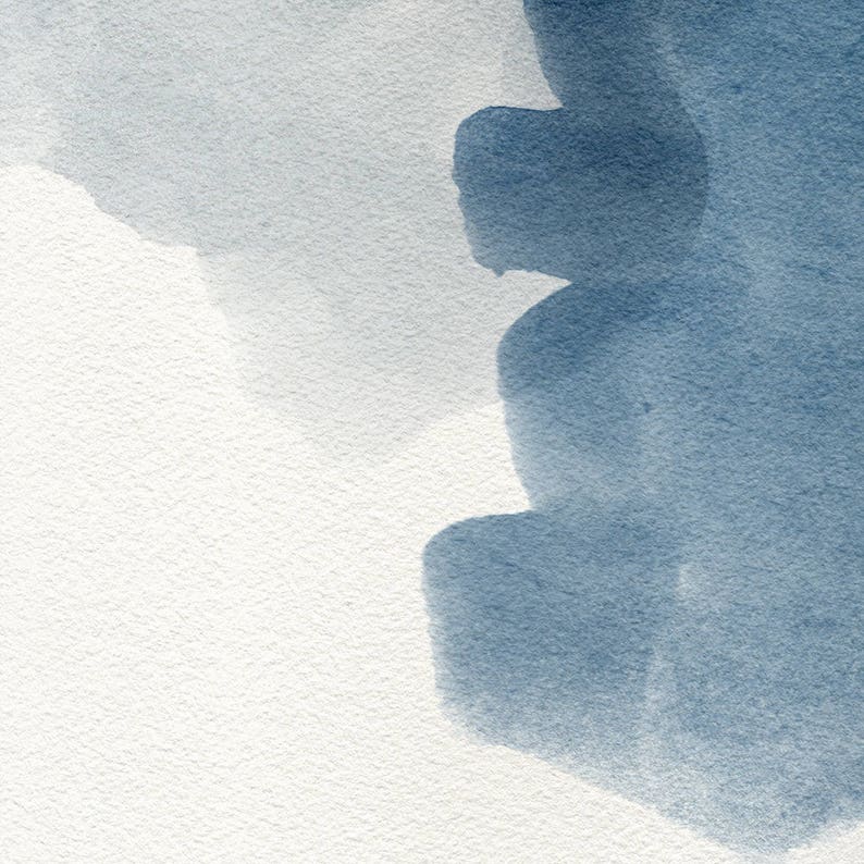 Blue and Gray wall art minimal abstract art watercolor | Etsy