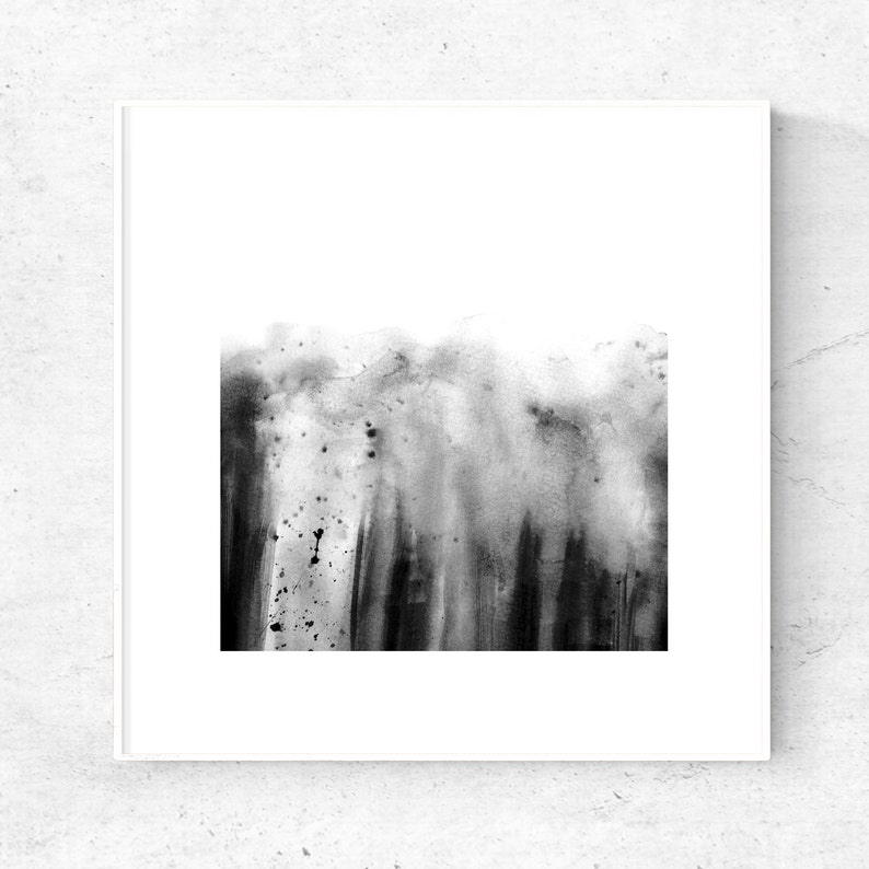 Minimalist Black and White Abstract Watercolor Painting - Etsy
