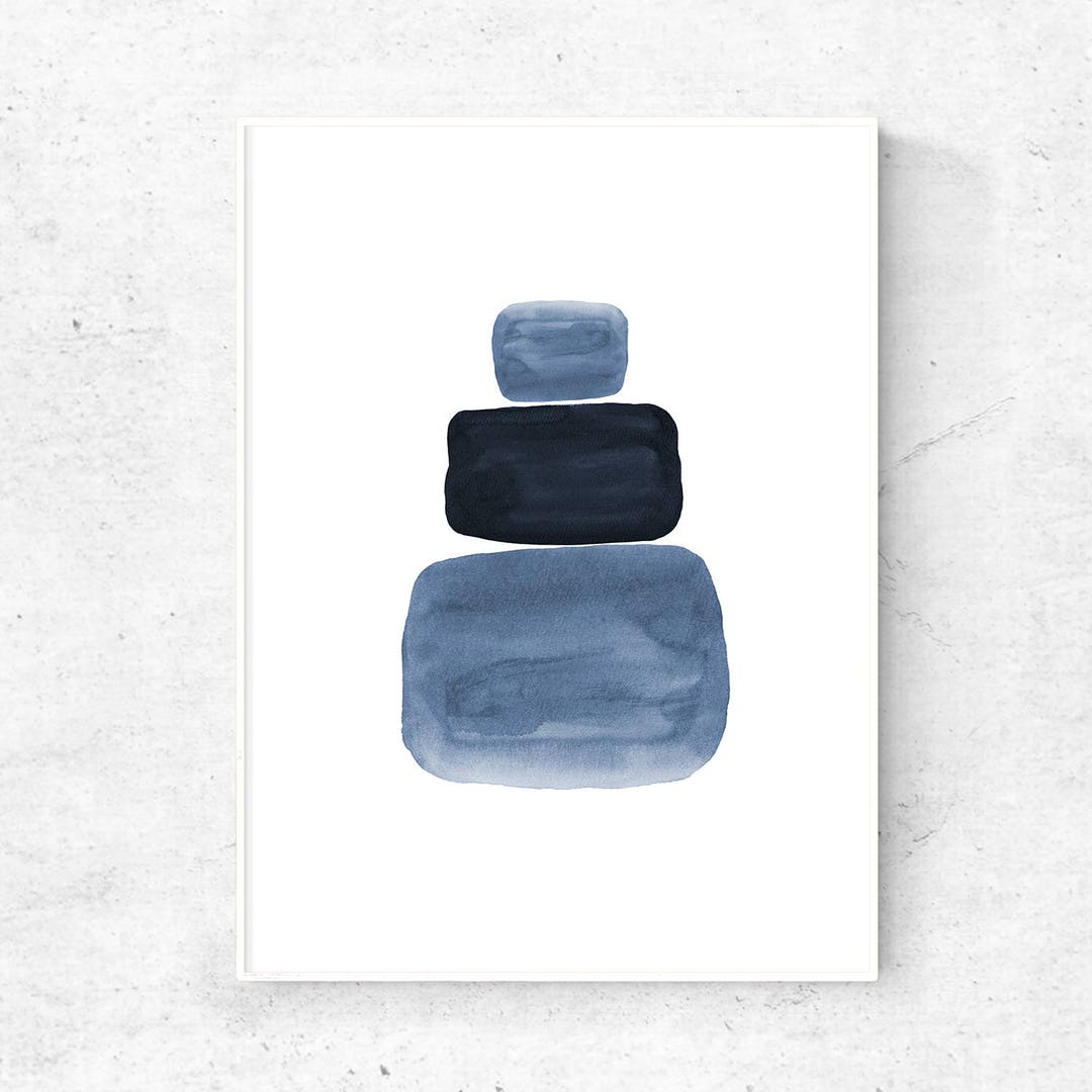 Abstract Shape Print, Navy Blue Wall Art Download, Dark Blue Modern ...