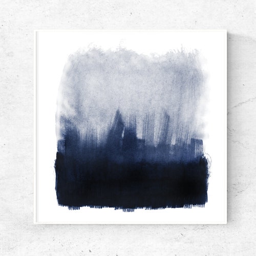 Navy Print Watercolor Printable Navy Blue Wall Art Abstract - Etsy