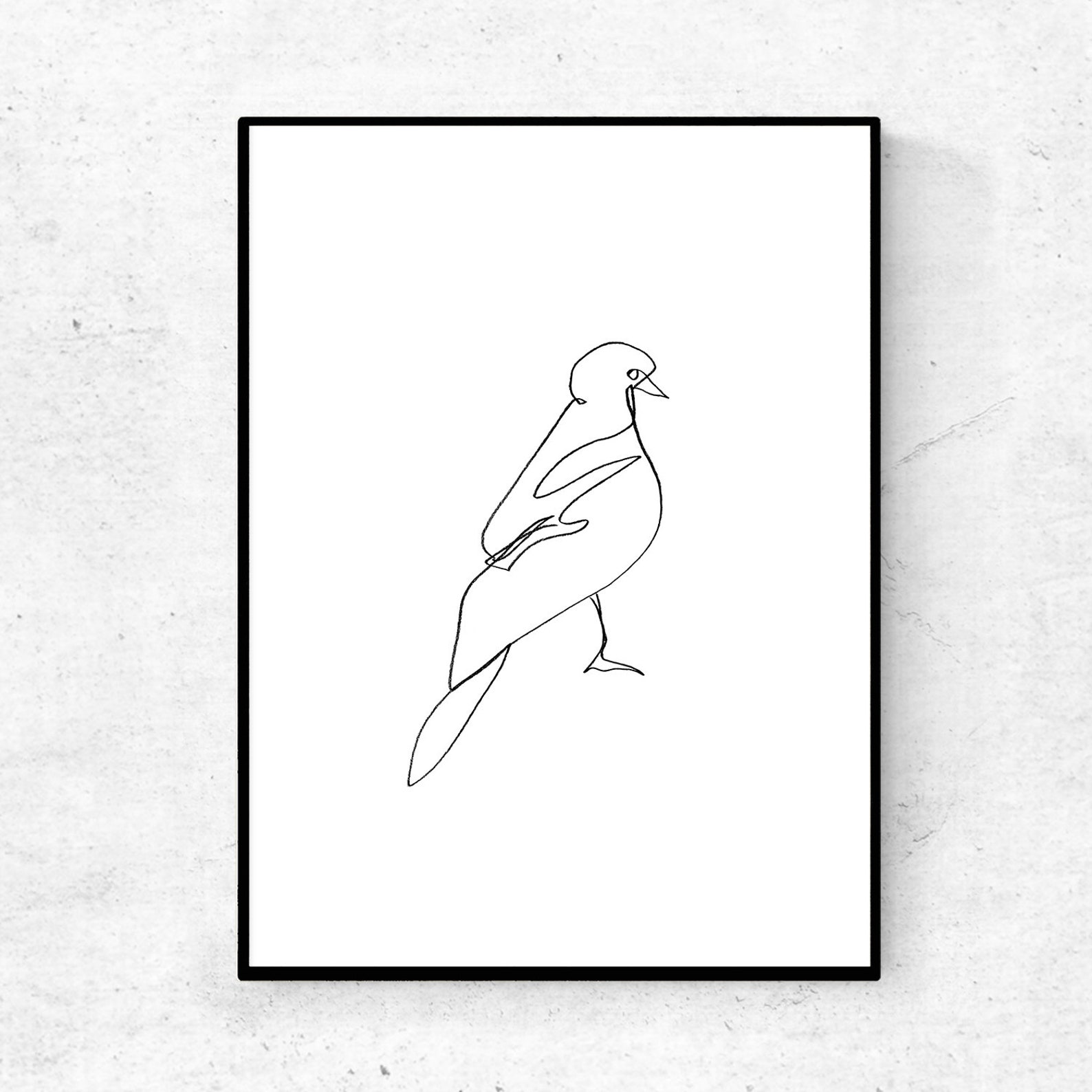 Bird Print Modern Wall Art Minimal Bird Art Download Line - Etsy