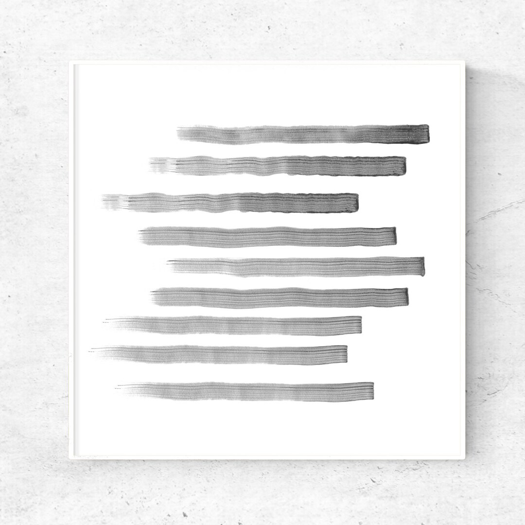 Grey Minimalist Wall Art, Modern Wall Decor, Watercolor Brush Lines ...