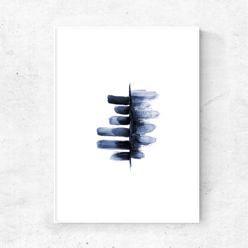 Blue Minimalist Art, Blue Minimalist Print, Modern Watercolor Art ...