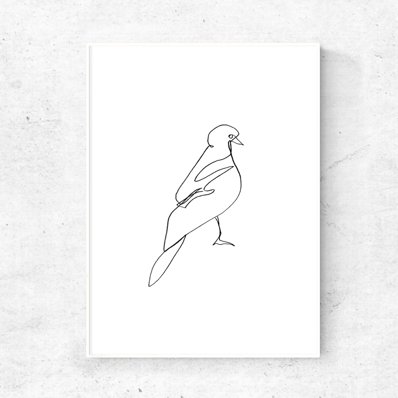 Bird Print Modern Wall Art, Minimal Bird Art Download, Line Drawing ...