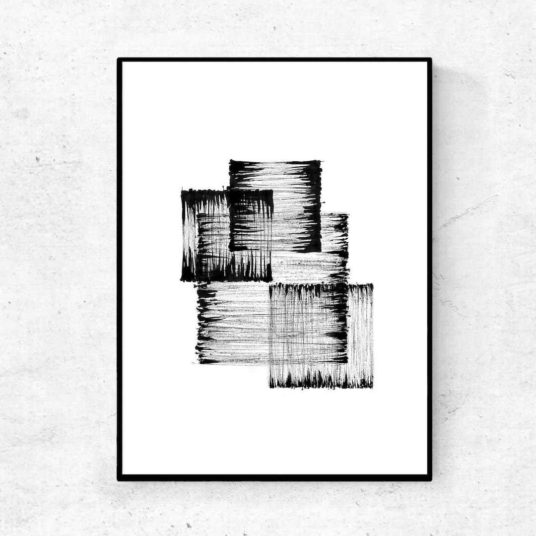 Black and White Abstract Painting, Abstract Wall Art, Digital Download ...