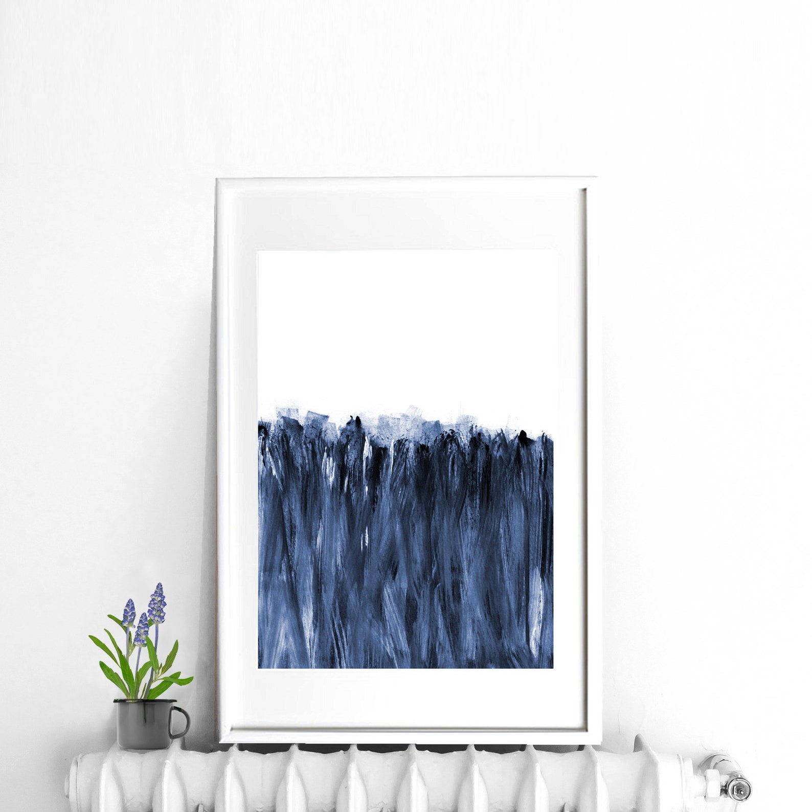 Blue Minimalist Print Blue Wall Decor Downloadable Art Navy - Etsy