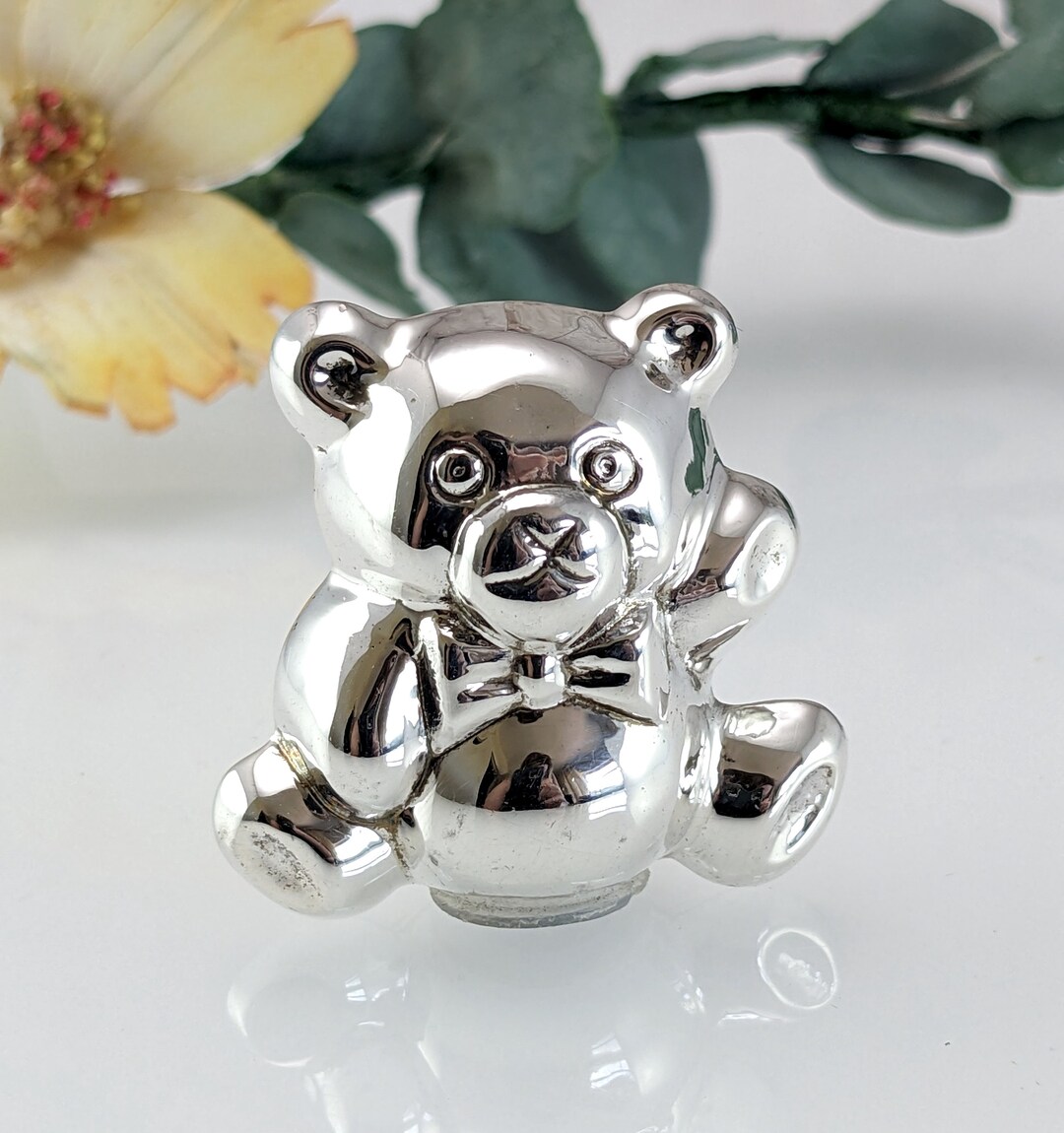 Vintage Sterling Silver Teddy Bear Pot, Babies First Tooth or Hair ...