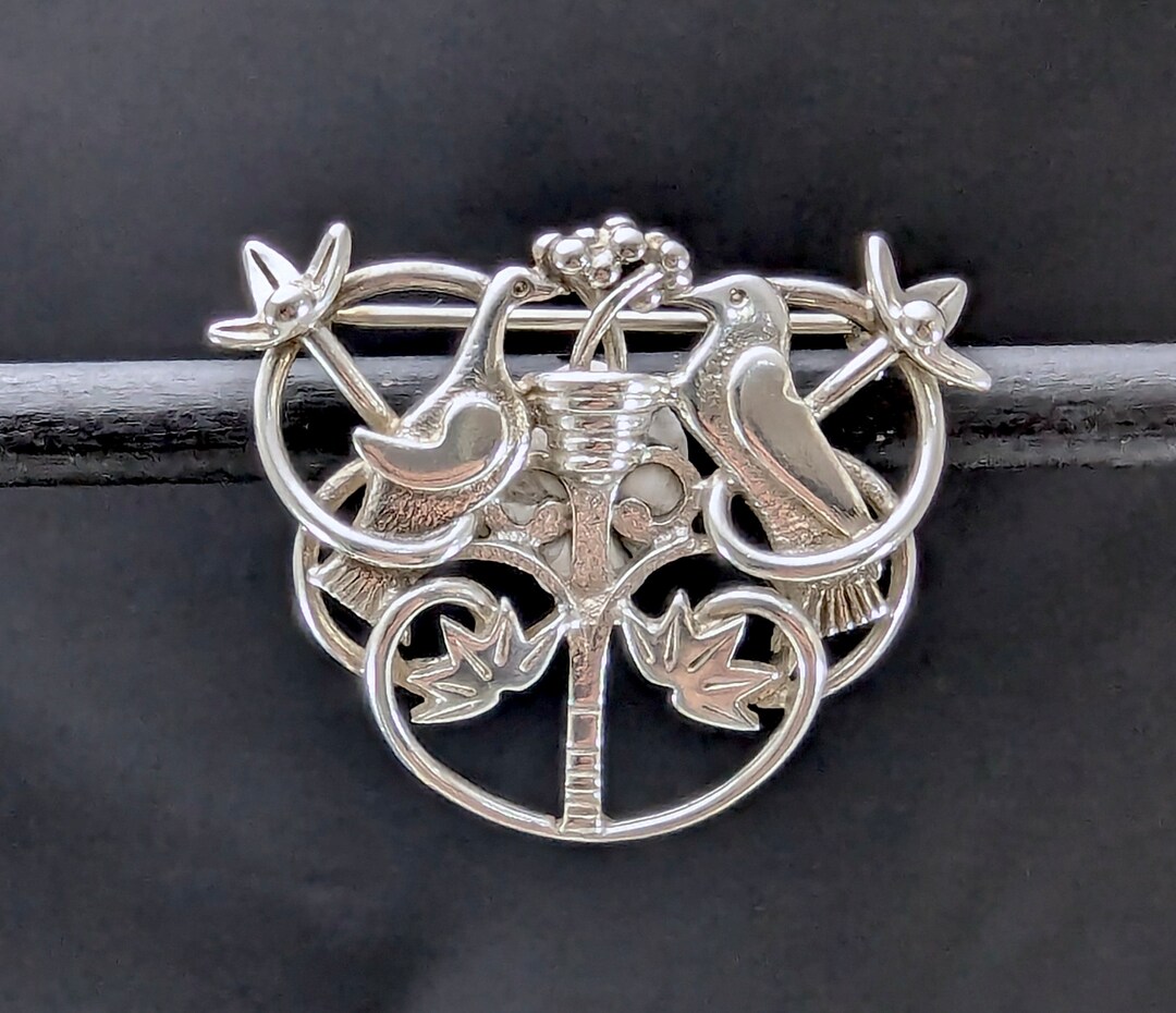 Vintage Ola Gorie Silver Birds Brooch Tree of Life 1988 Hallmarked ...