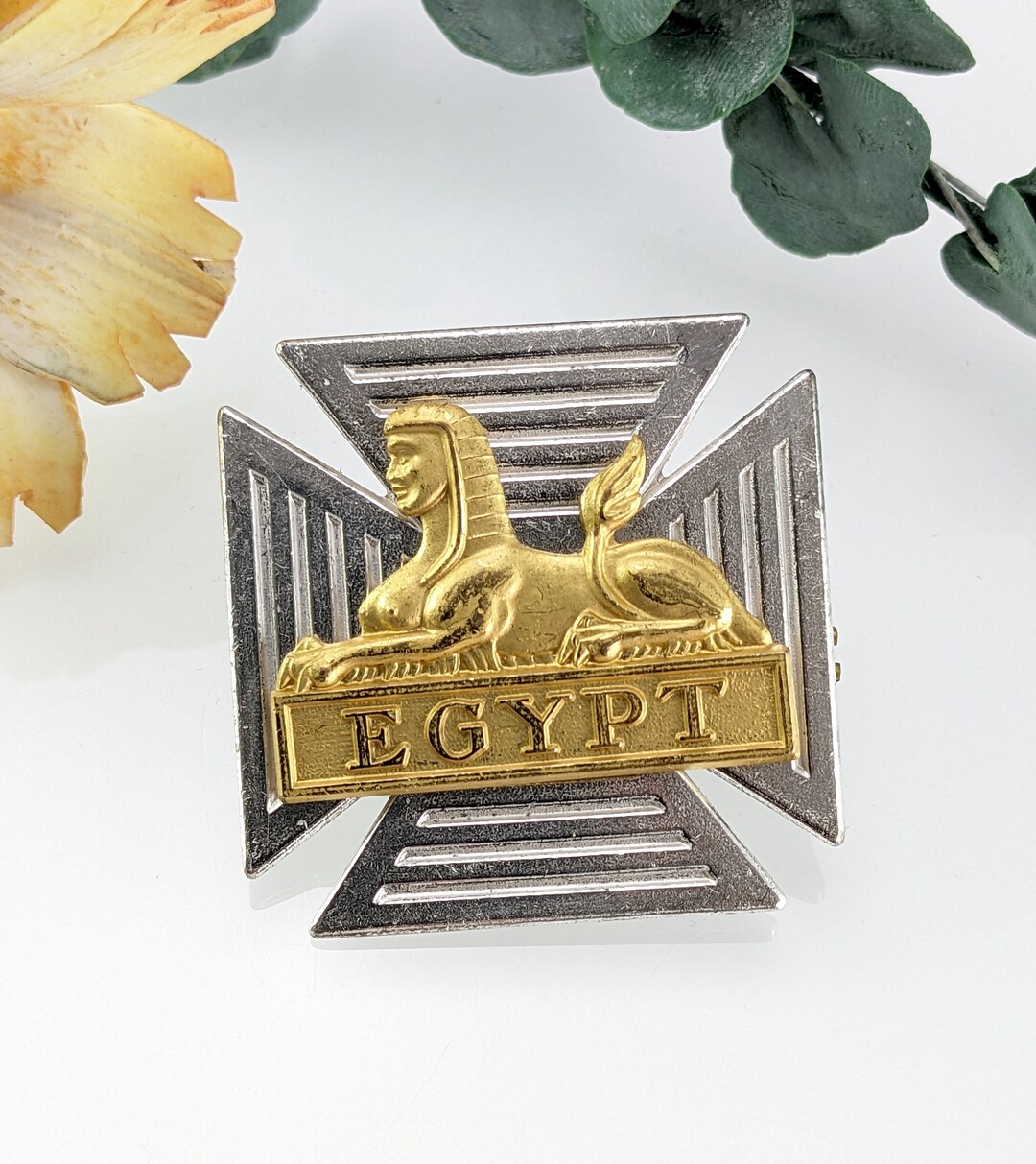 Vintage Military Egypt Shoulder Hat Badge With Split Pin, Sphinx - Etsy