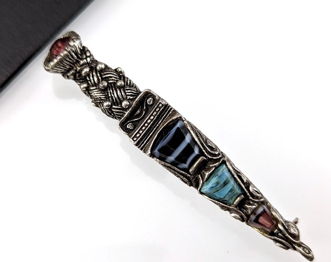 Vintage Miracle Scottish Dirk Brooch Kilt Pin Faux Agate - Etsy