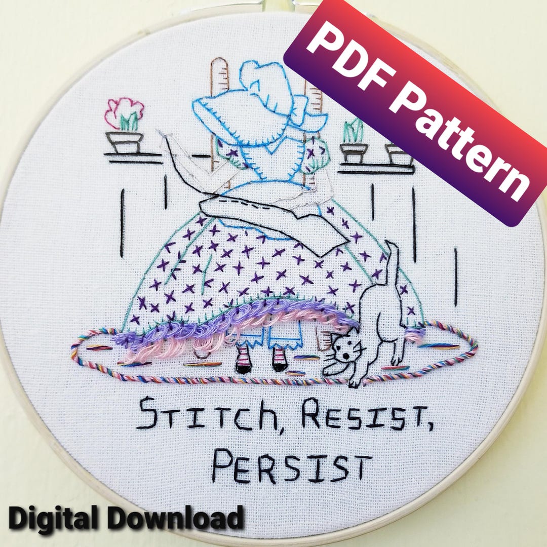 Sunbonnet Sue, Days of Rage Collection "stitch, Resist, Persist" Design, Digital Hand Embroidery ...