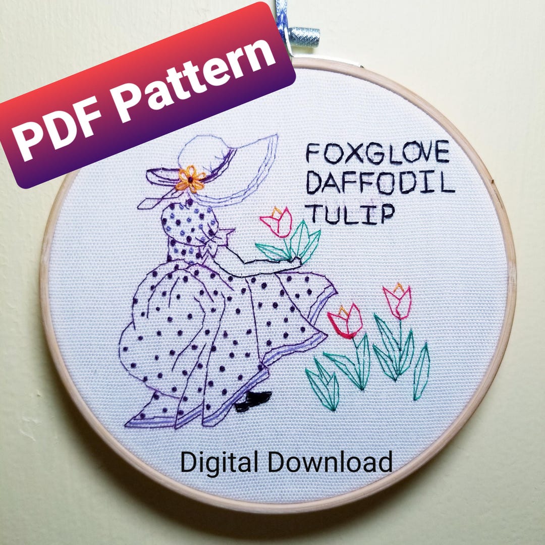 Sunbonnet Sue, Days of Rage Collection "foxglove Daffodil Tulip" Design ...