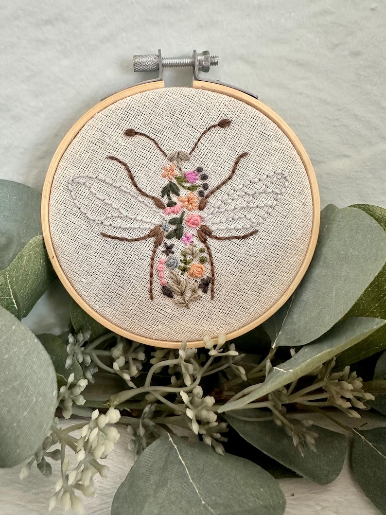 Bee Floral Embroidery - Etsy