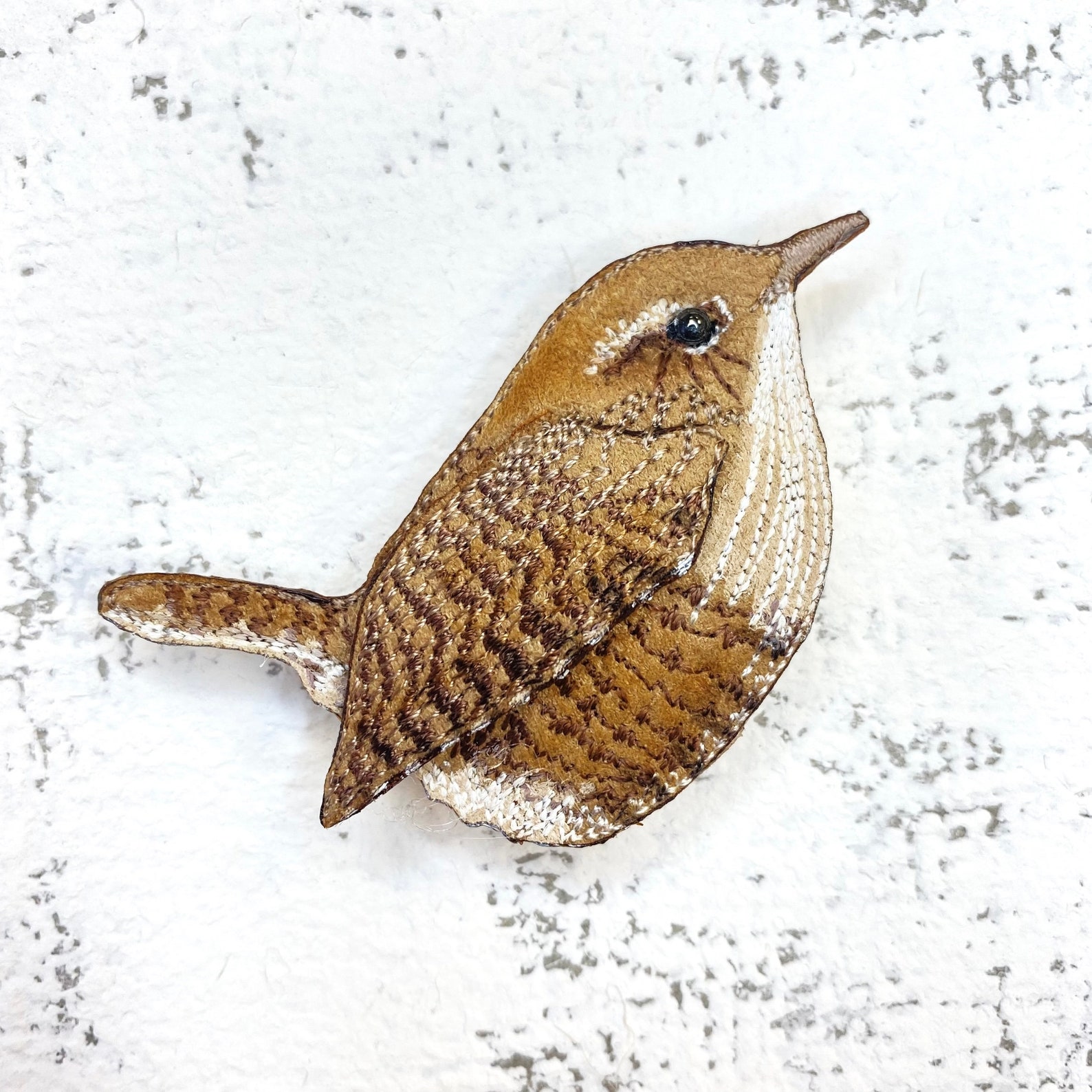 Embroidered and Hand Painted Wren Brooch - Etsy