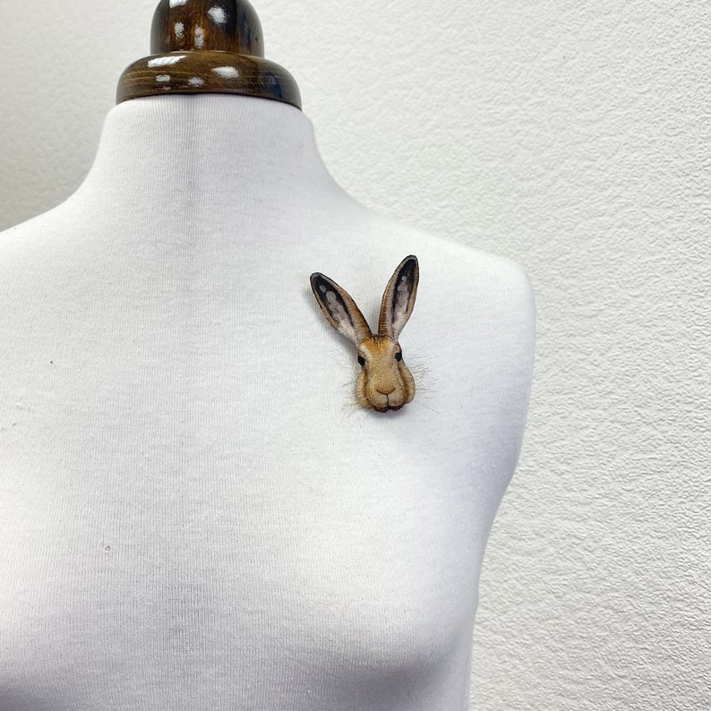 Embroidered and Hand Painted Hare Brooch - Etsy