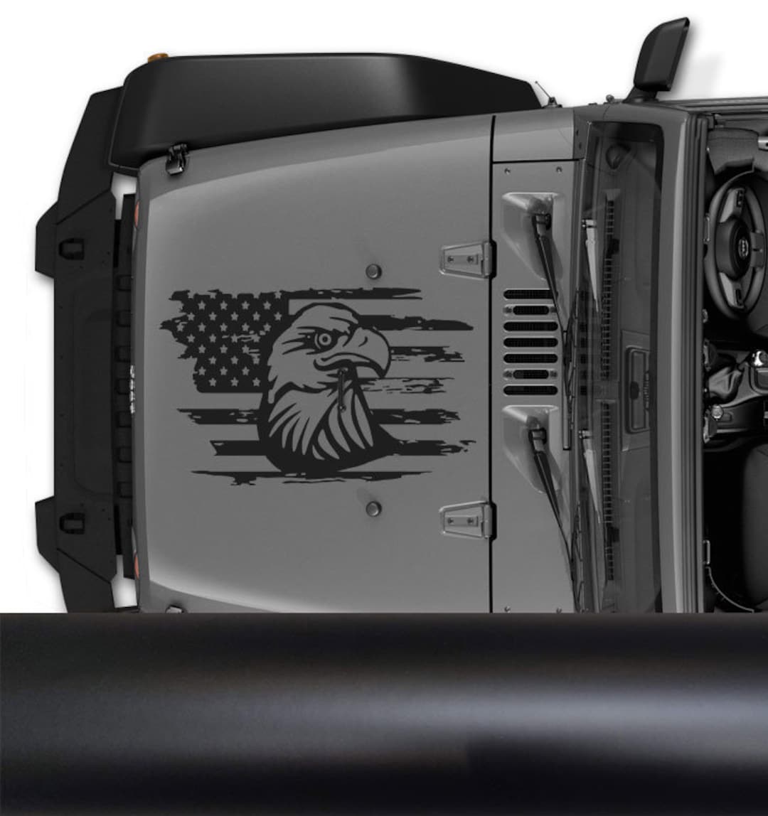 Decal Tattered Distressed USA American Eagle Flag USA Made for Jeep ...