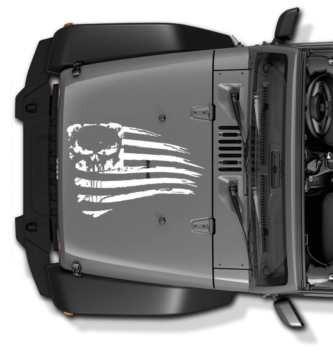 Decal Tattered Distressed USA American Flag and Skull Punisher USA Made ...