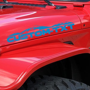 Set of 2 Custom Your Own Text Hood Decals Fits Jeep Wrangler Rubicon ...