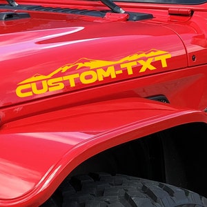 Set of 2 Custom Your Own Text Hood Decals Fits Jeep Wrangler Rubicon ...
