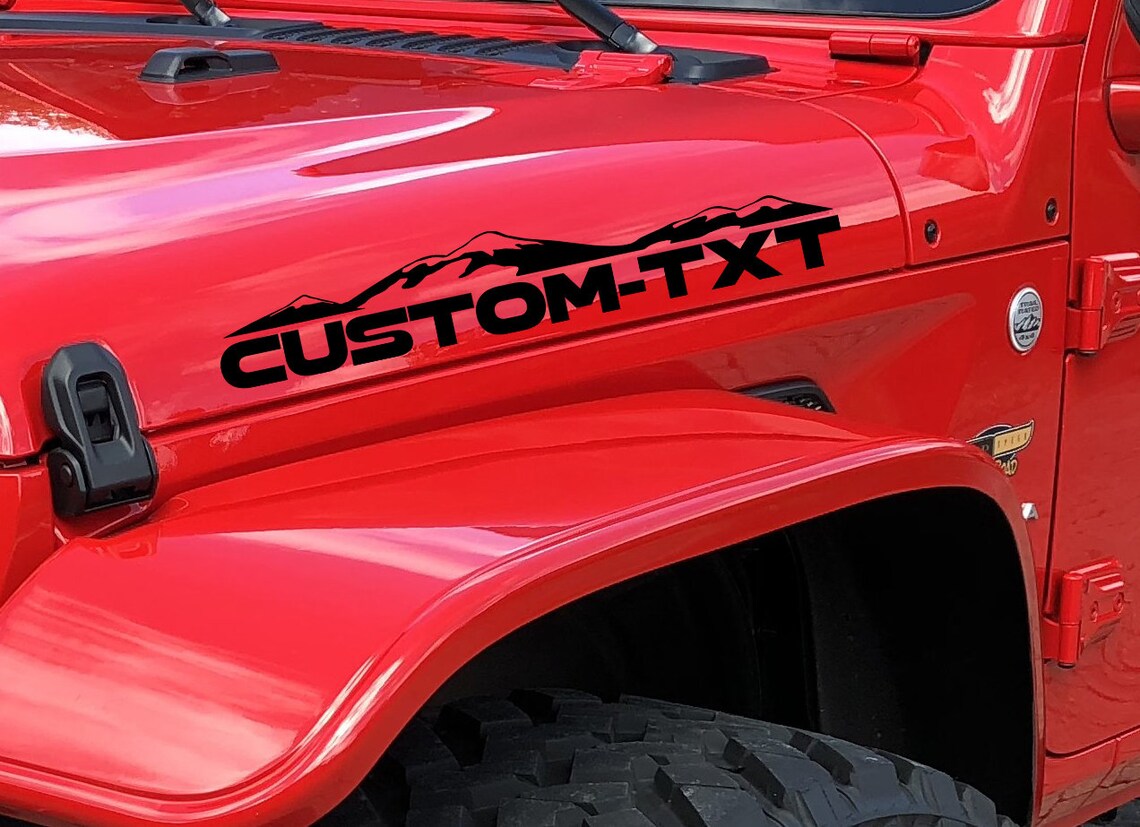 Set of 2 Custom Your Own Text Hood Decals Fits Jeep Wrangler - Etsy