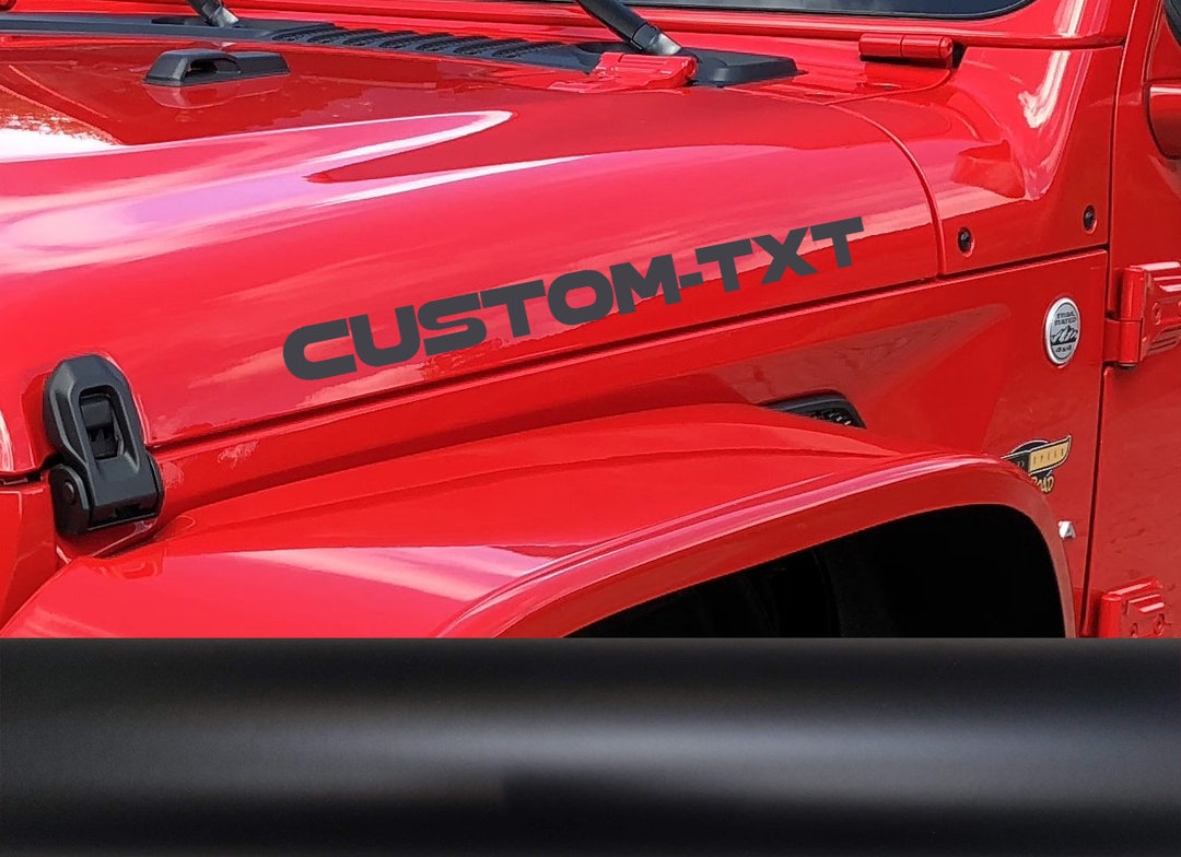 Set of 2 Custom Your Own Text Hood Decals Fits Jeep Wrangler Rubicon ...
