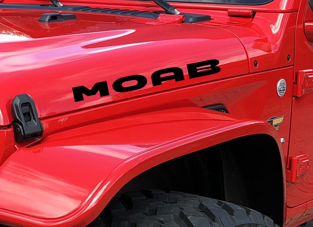Set of 2 Custom MOAB Hood Decals Fits Jeep Wrangler Rubicon Hood Decals ...