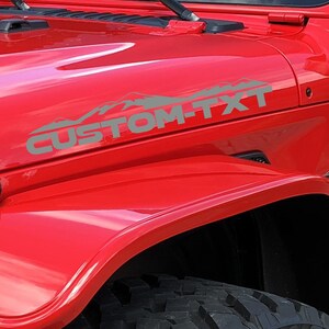 Set of 2 Custom Your Own Text Hood Decals Fits Jeep Wrangler Rubicon ...