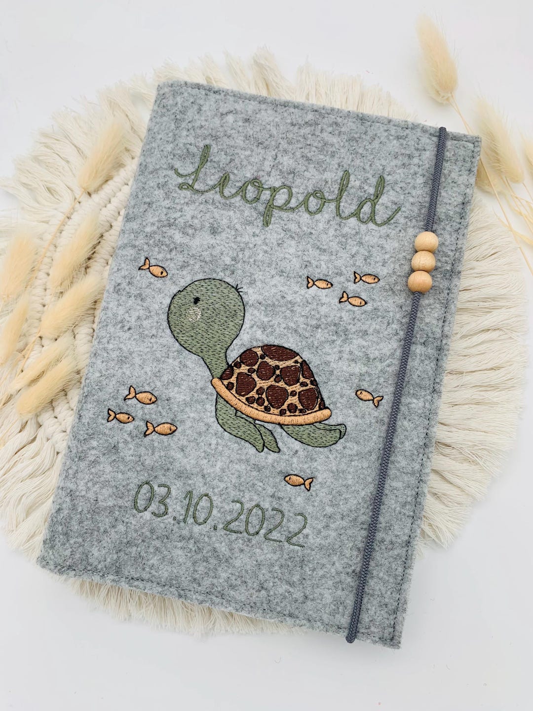 Personalized Felt Child Health Record Book Cover / Turtle / Name / Date ...