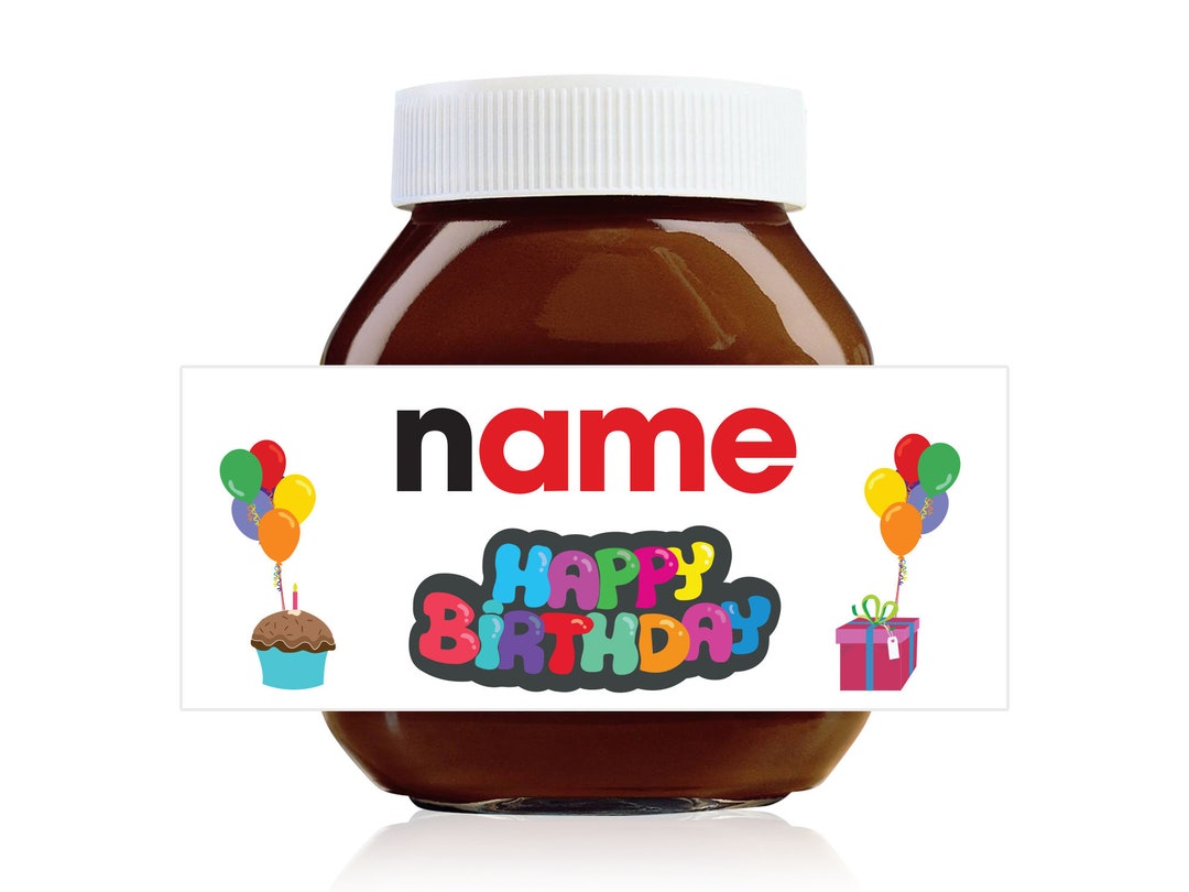 Étiquette personnalisée « Joyeux anniversaire » pour un pot de Nutella ...