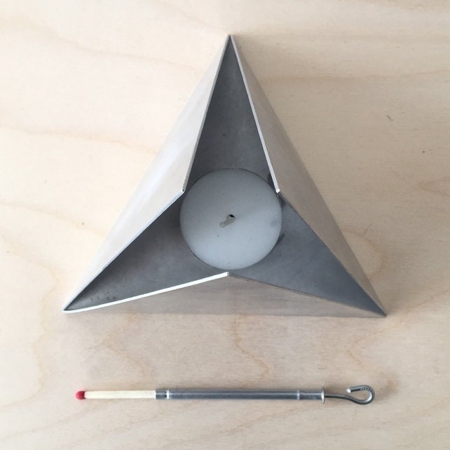 Open Tetrahedron Pyramid Metal Tea light holder Lantern | Etsy