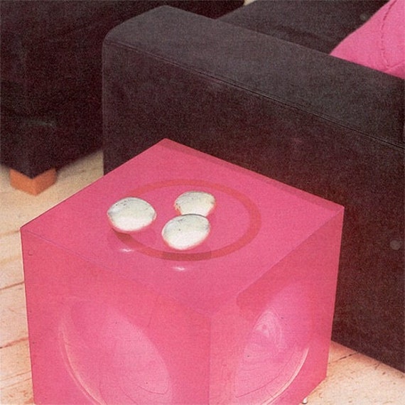 The Original 60 s Style Lumicube in Pink Perspex Retro Lamp Side Table Lucite Acrylic Etsy UK