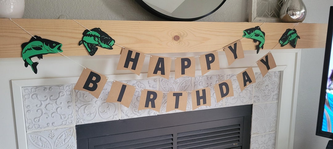 Bass Fishing Banner, Fishing Party, Bass Birthday Banner, Bass Fishing ...