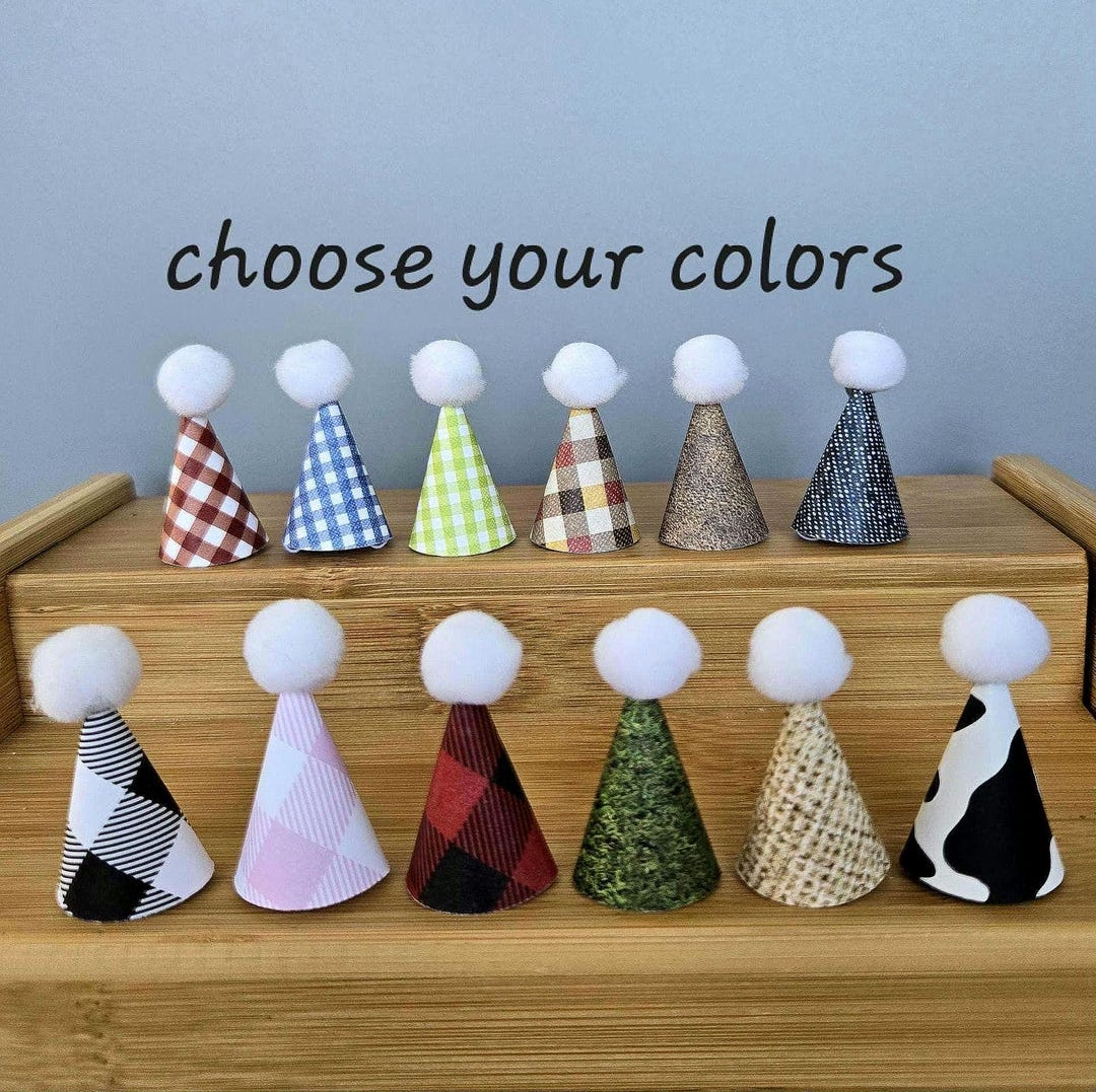 Set of 6 Mini Party Hats Party Animal Miniature Party Hats Animal Cake ...