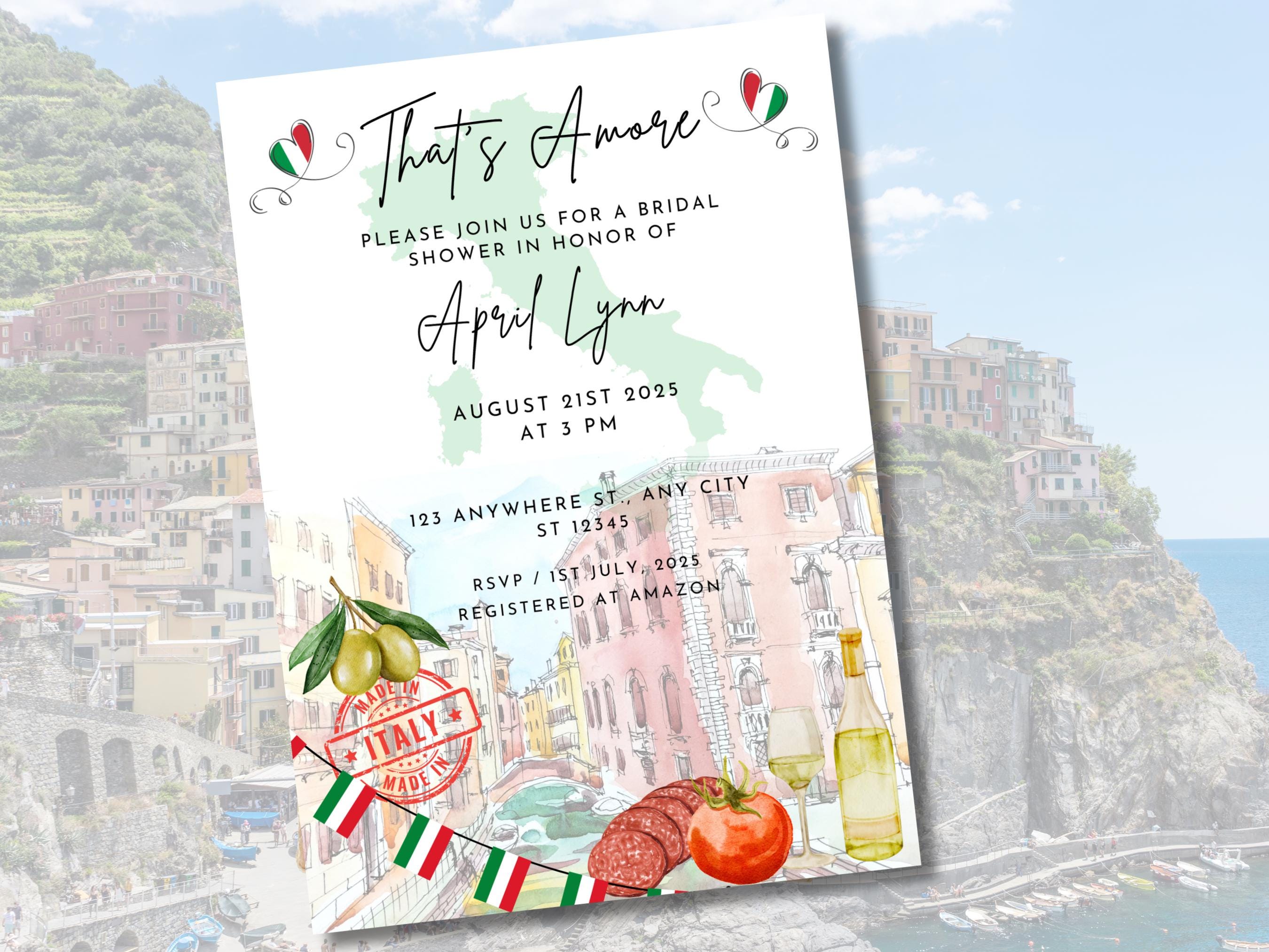 That's Amore Bridal Shower Invitation, Italian Bridal Shower Invite ...