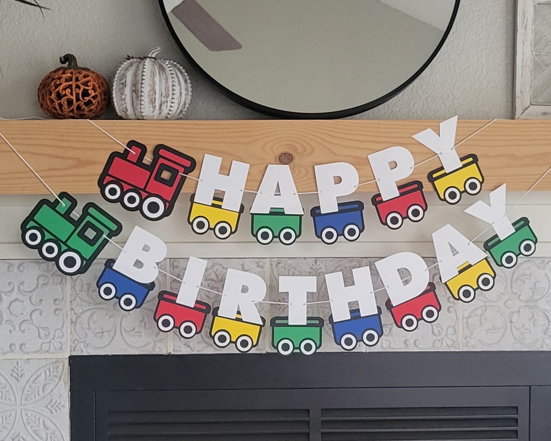 Train Birthday Banner, Train Garland, Train Birthday Party Banner ...