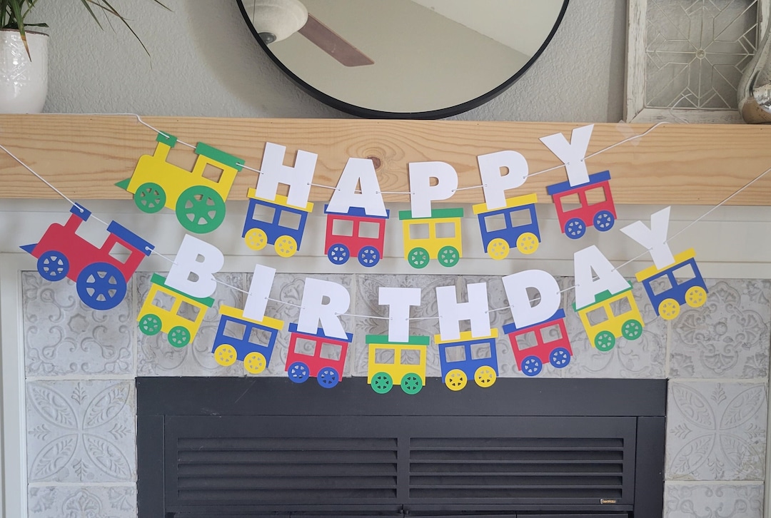 Train Birthday Banner, Train Garland, Train Birthday Party Banner ...