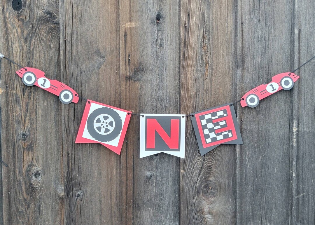 One Year Race Car Birthday Banner, Race Car Birthday, Race Car Party ...