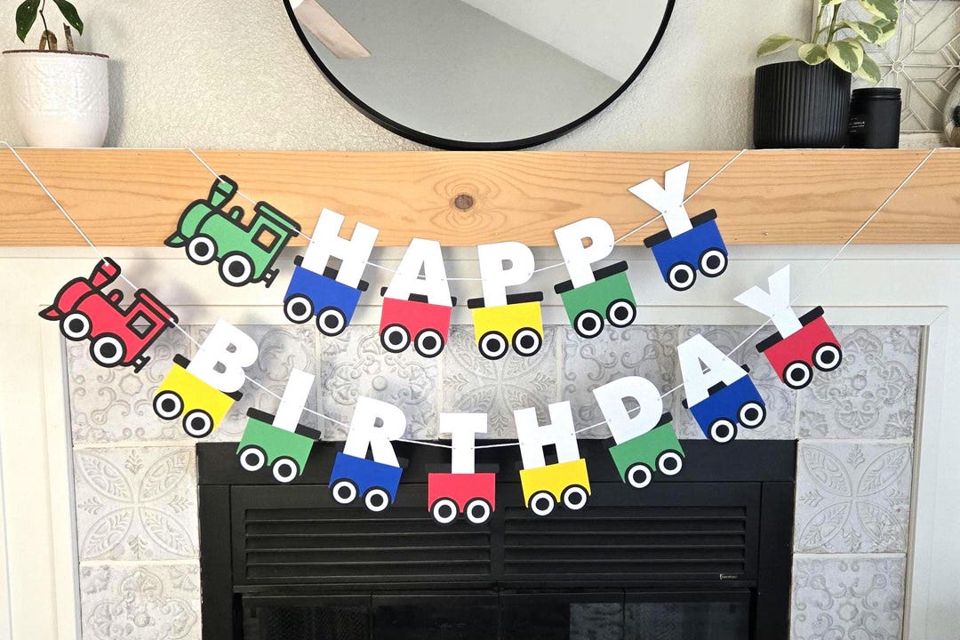 Train Birthday Banner, Train Garland, Train Birthday Party Banner ...