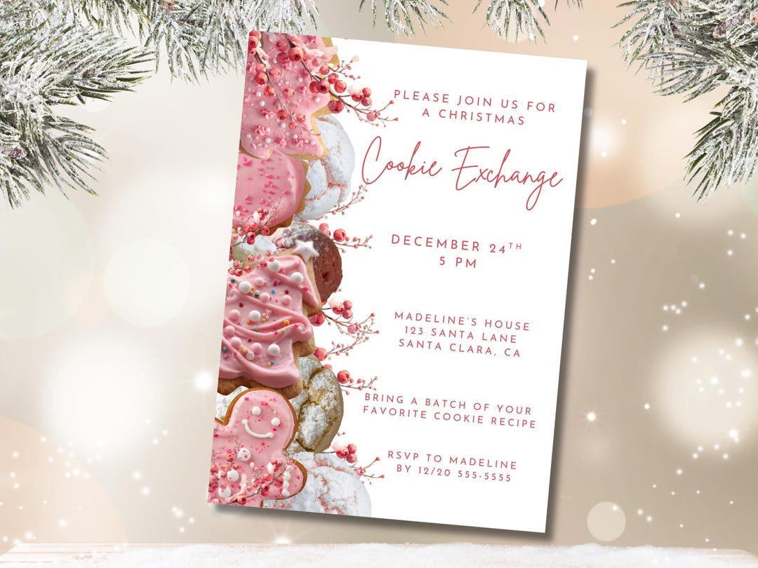 Cookie Exchange Party Invitation, Christmas Invitation Template ...