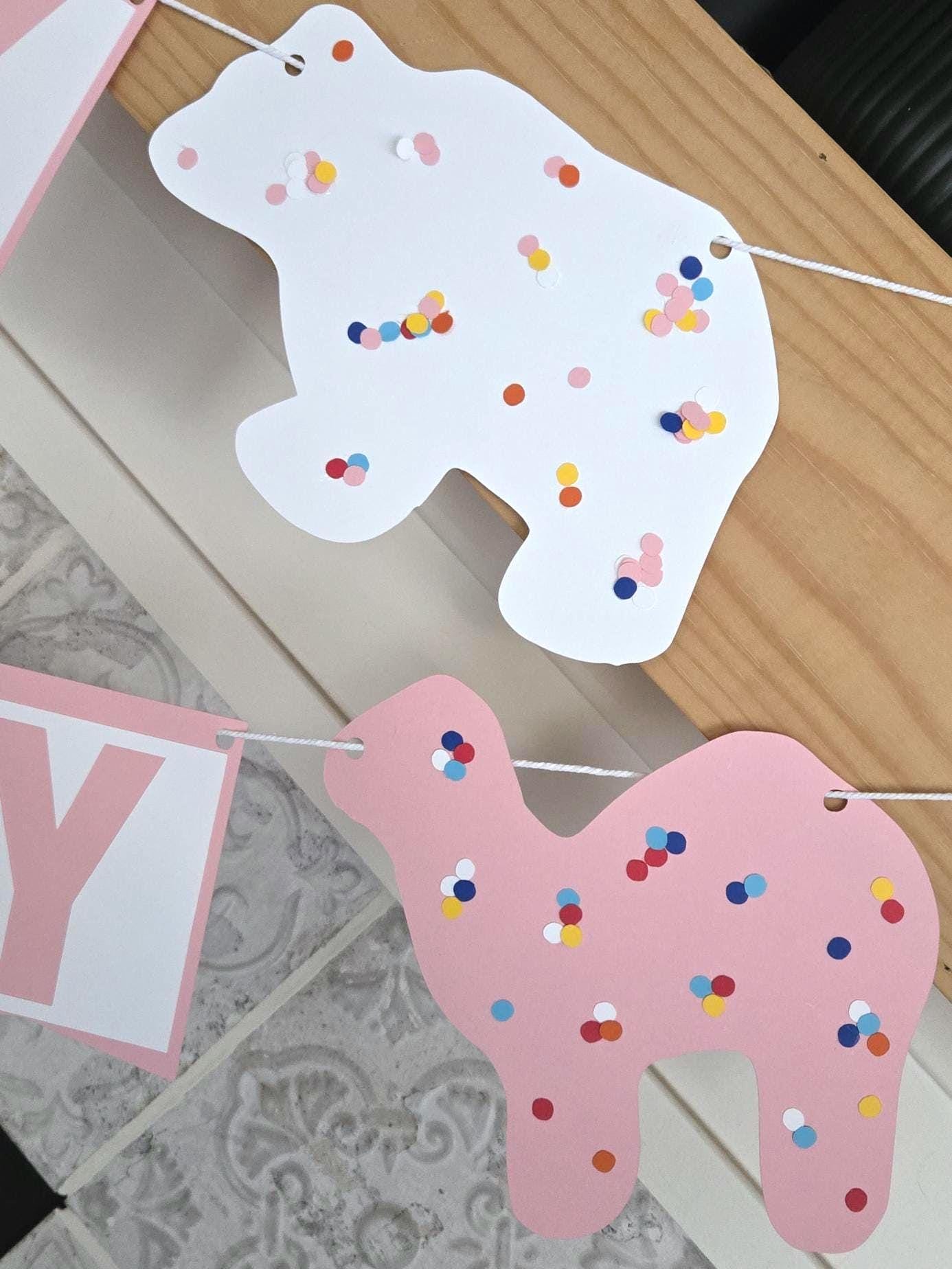 Animal Cookie Cracker Banner, Pastel Pink Girl Circus Birthday Banner ...