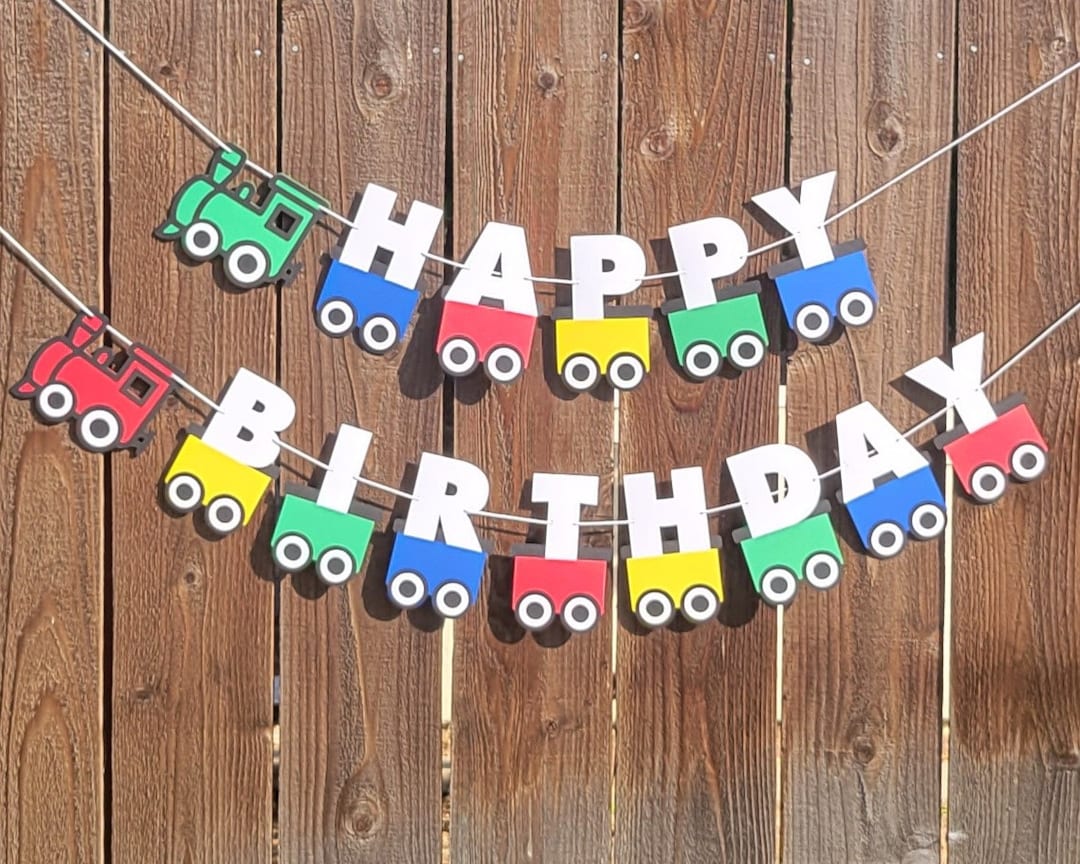 Train Birthday Banner, Train Garland, Train Birthday Party Banner ...