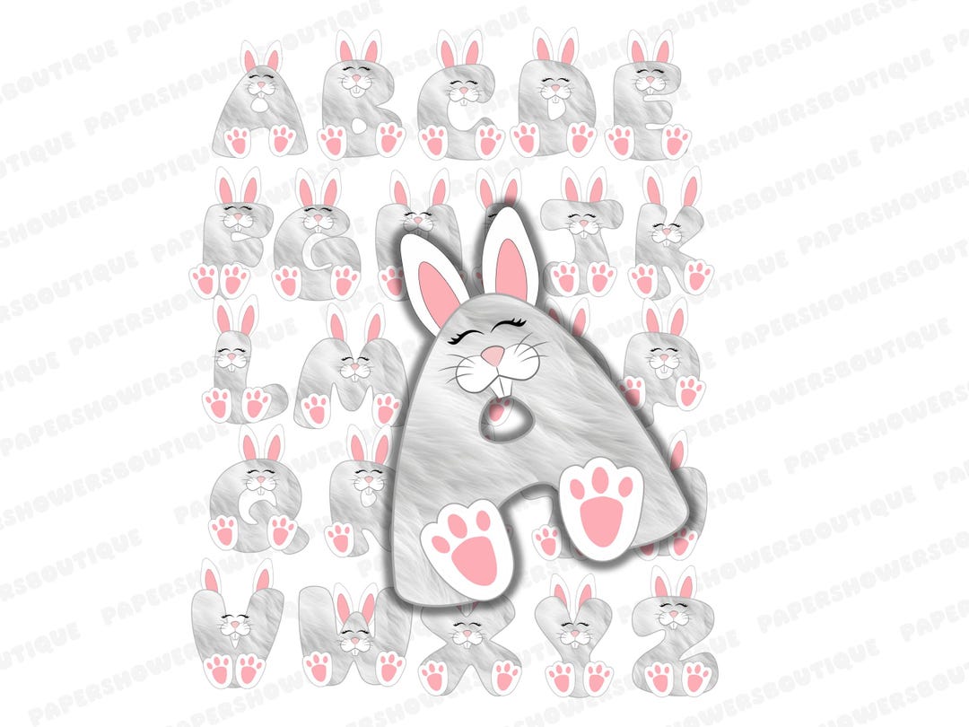 Bunny Rabbit Easter Alphabet Font PNG (digital Download) - Etsy