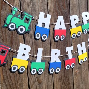 Train Birthday Banner, Train Garland, Train Birthday Party Banner ...